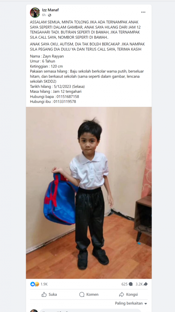 6 Hari Tragedi Zayn Rayyan : Siapakah pembunuhnya ? – Portal Hello